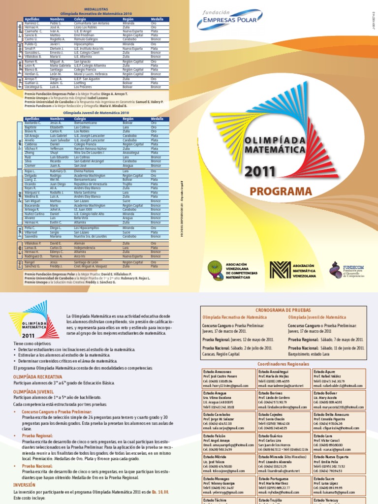 PROGRAMA Olimpiada 2011 | PDF | Venezuela