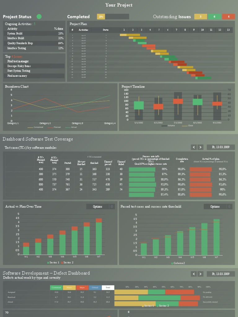 0032 Powerpoint Project Management Dashboard Template 16x9 | PDF ...