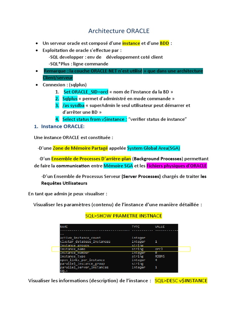Architecture de la Base de Données Oracle | PDF | Base de données ...