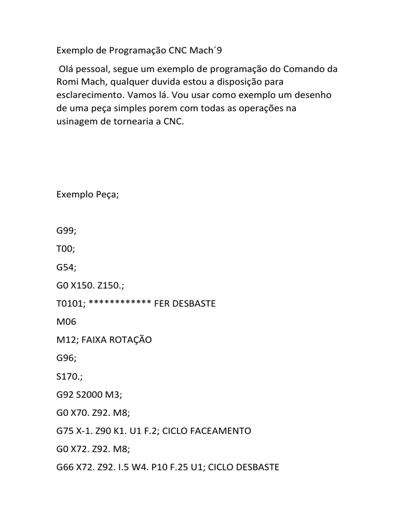 Exemplo de Programação CNC Mach9 | PDF