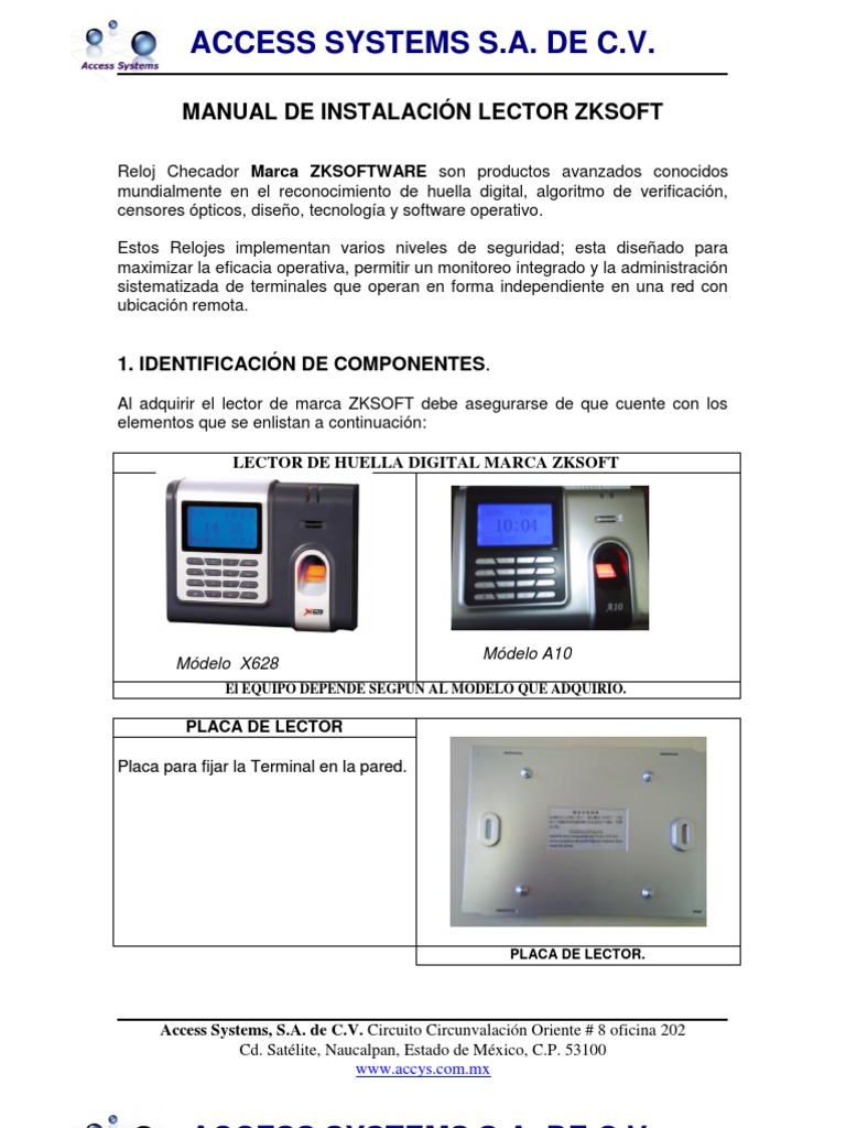 Manual de Instalación Lector X628-A10 | PDF | Corriente eléctrica ...