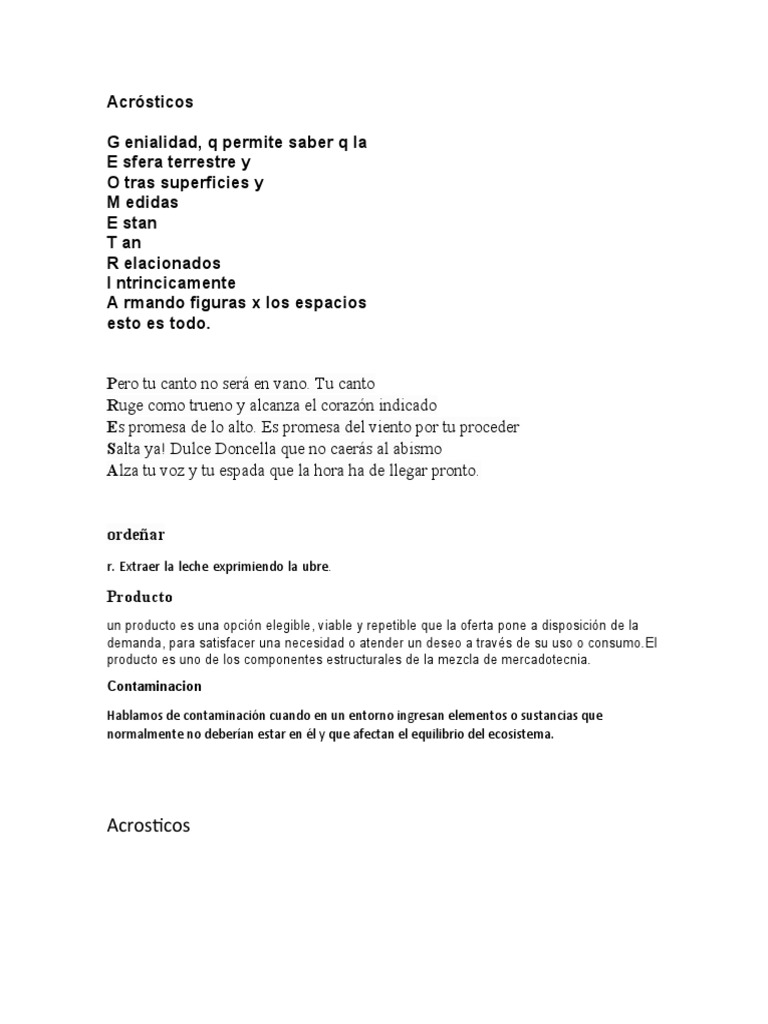 Ejemplos de Acrósticos Creativos | PDF