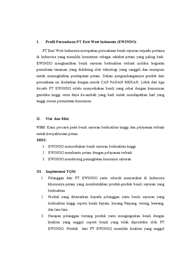 Profil PT East West Seed Indonesia | PDF | Kesehatan Holistik ...
