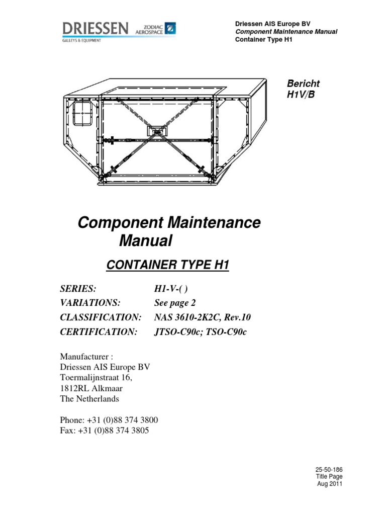 Component Maintenance Manual: Container Type H1 | Download Free PDF ...