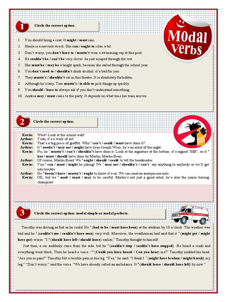 Modal Verbs Multiple Choice Practice Grammar Drills Tests 88880 | PDF
