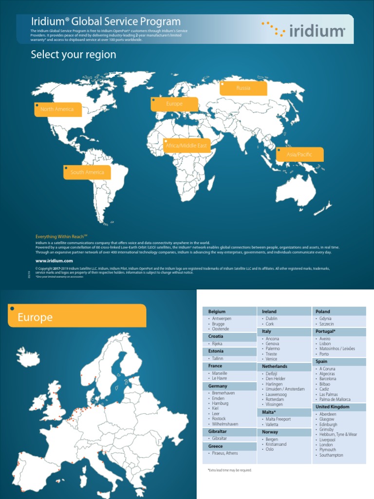 BR - Iridium Global Service Program - Map - MAR19 | PDF | Spaceflight ...