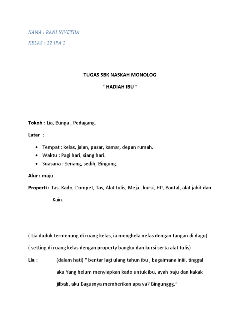 Naskah Monolog SBK | PDF