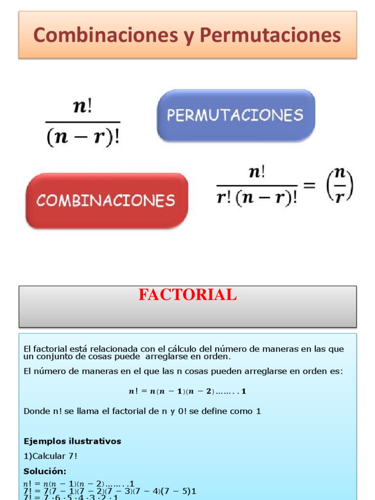 Factorial Combinaciones y Permutaciones | PDF | Permutación | Conceptos matemáticos