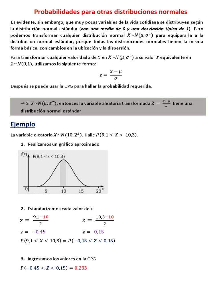 Probabilidades para Otras Distribuciones Normales e Inversa | PDF ...