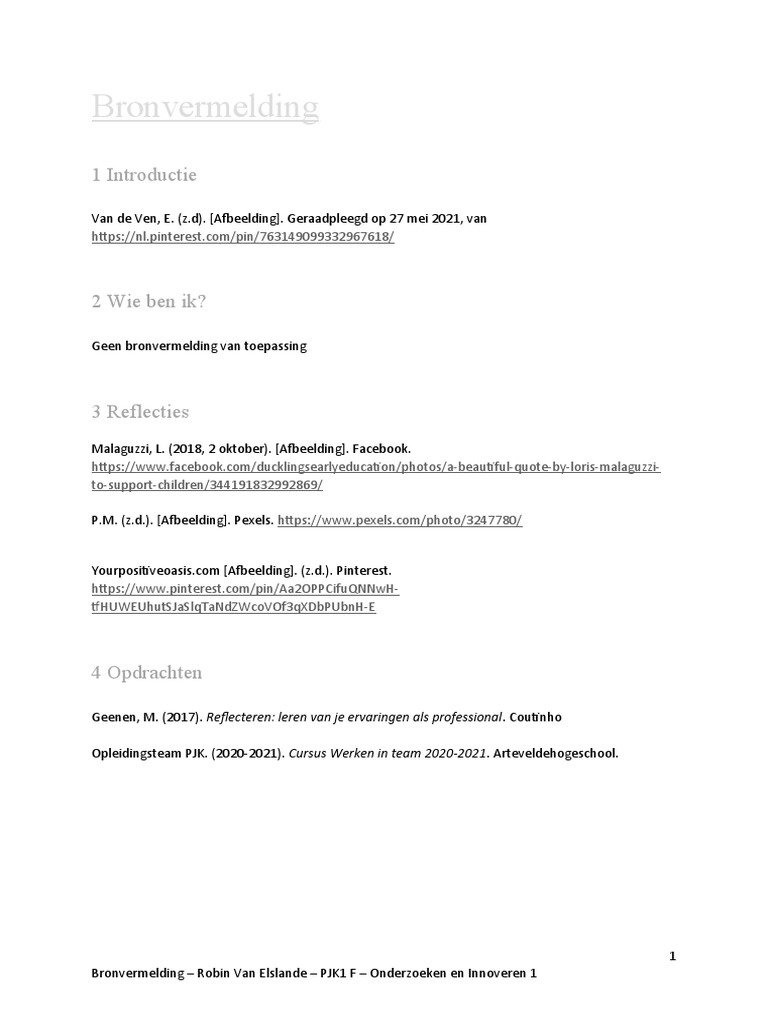 Bronvermelding Portfolio | PDF