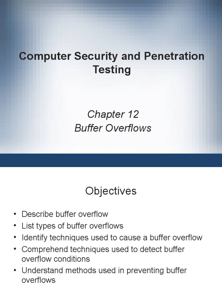 Computer Security And Penetration Testing Buffer Overflows Pdf Penetration Test Subroutine