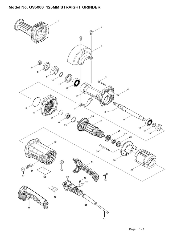 Model No. Gs5000 125Mm Straight Grinder | PDF | Screw | Tools