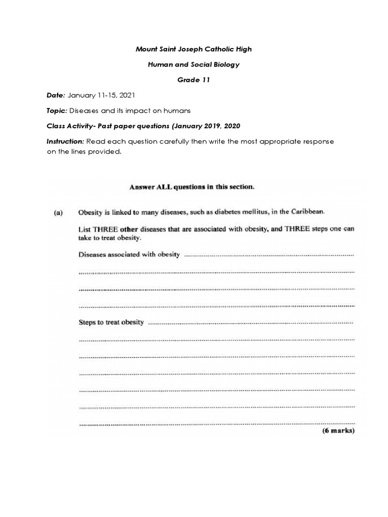 Health and Disease Worksheet | PDF