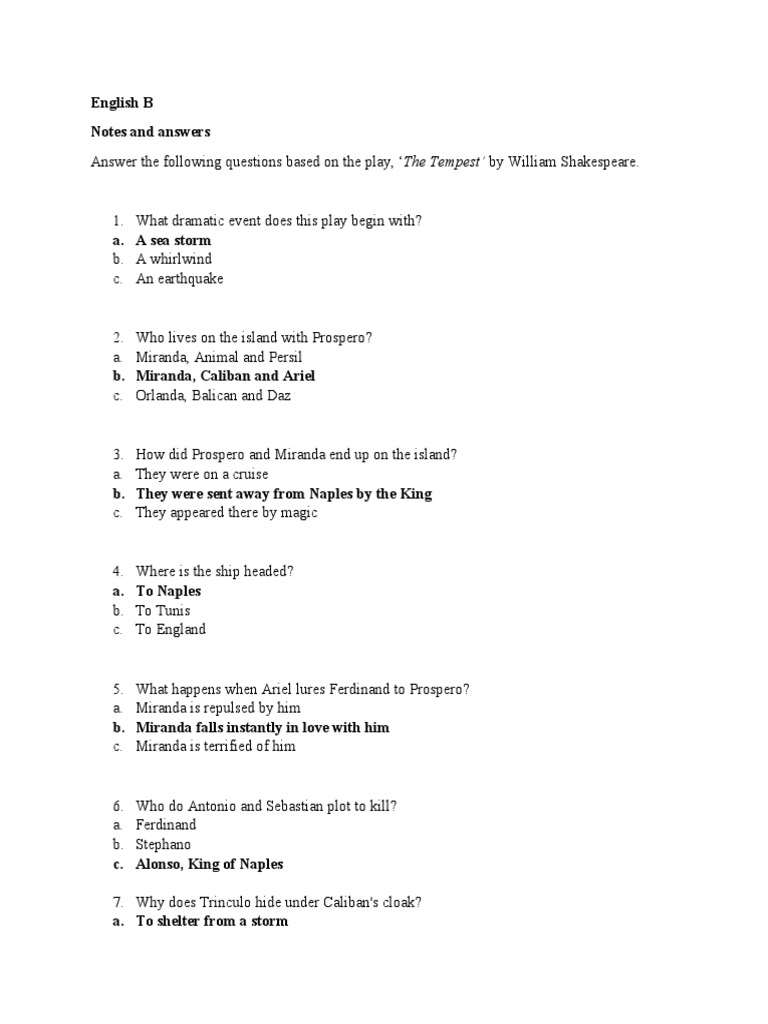 English B Notes and Answers | PDF