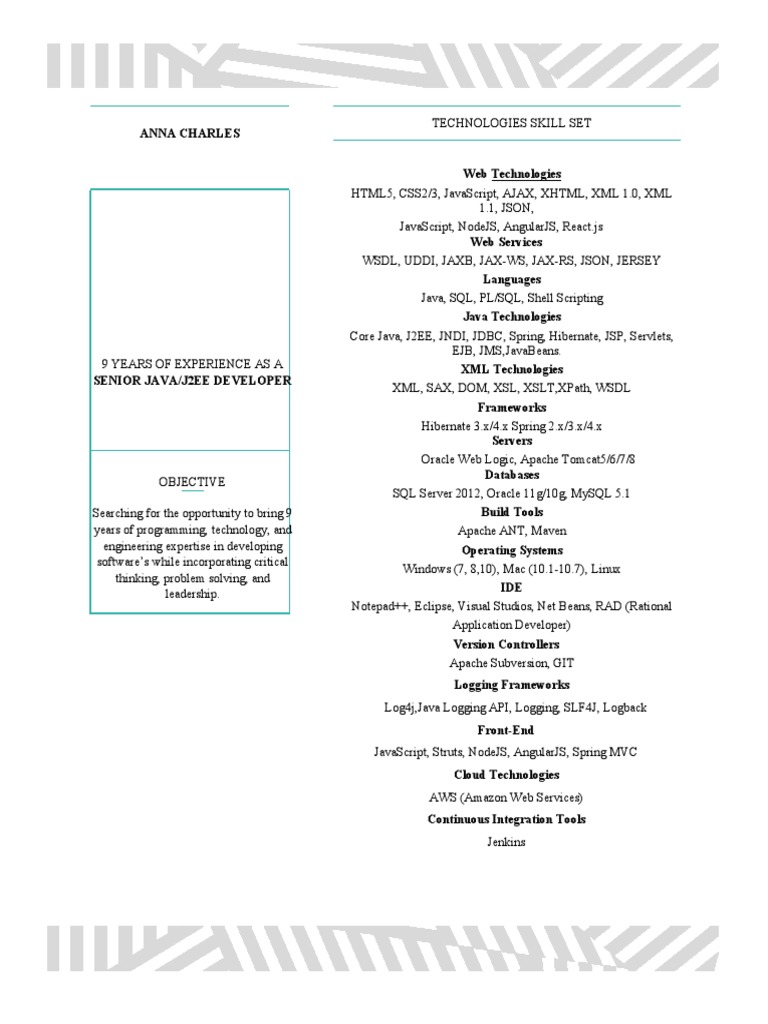 Senior Java Developer Profile | PDF | Spring Framework | Angular Js