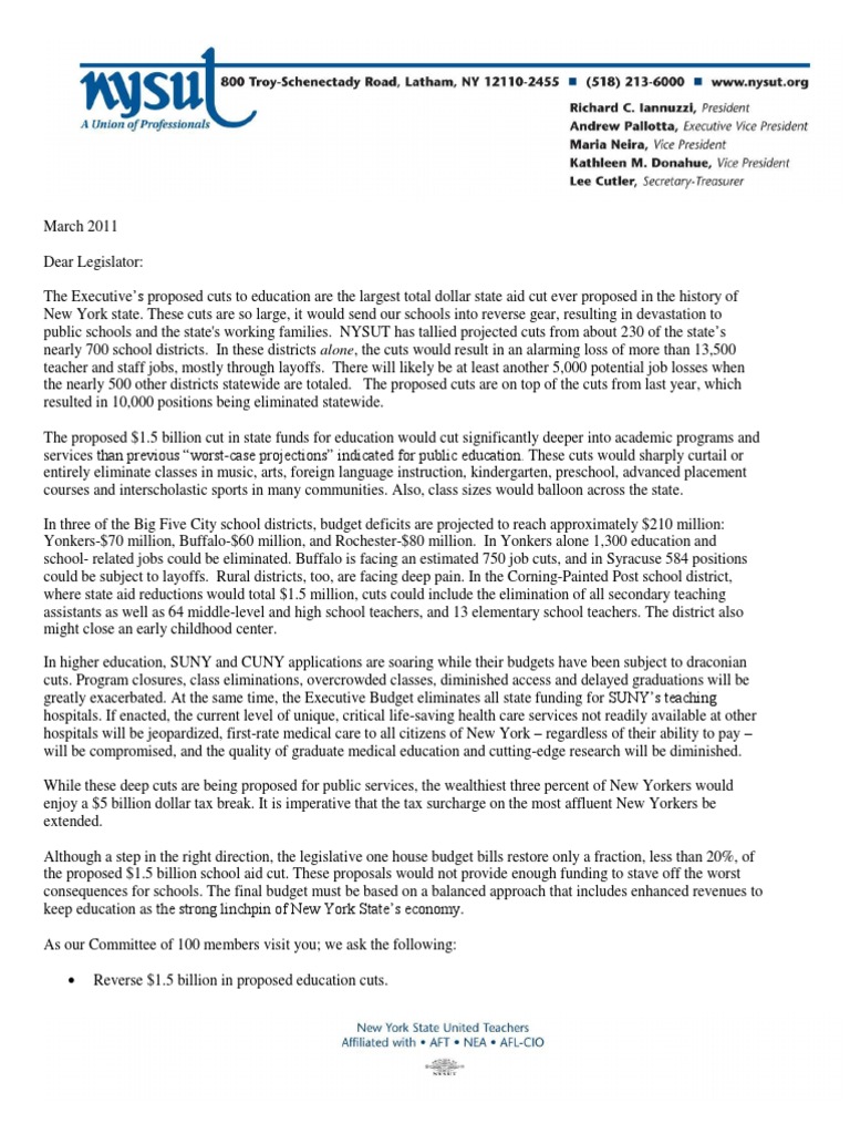 2010 Nysut Letter Template - 1 - 10 | PDF