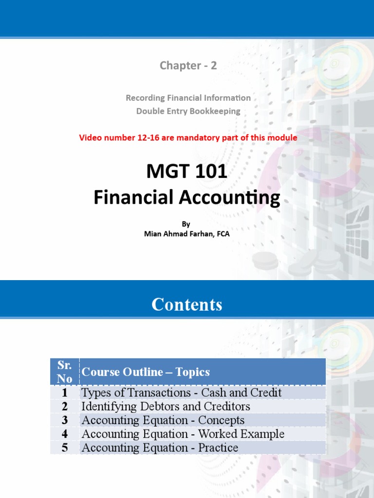Mgt101 - 2 - Recording Financial Information - Accounting Equation ...