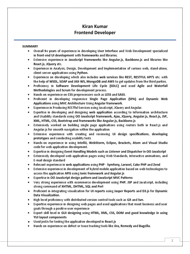 Kiran Kumar Frontend Developer | PDF | Ajax (Programming) | Java Script