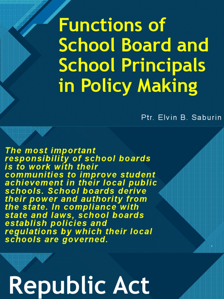 Functions of School Board and School Principals | PDF | Teachers | Policy
