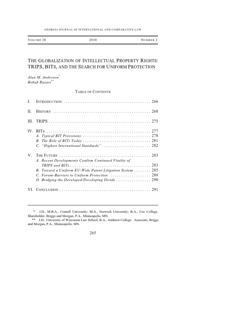 The Globalization of Intellectual Property Rights: TRIPS, BITs, and The ...