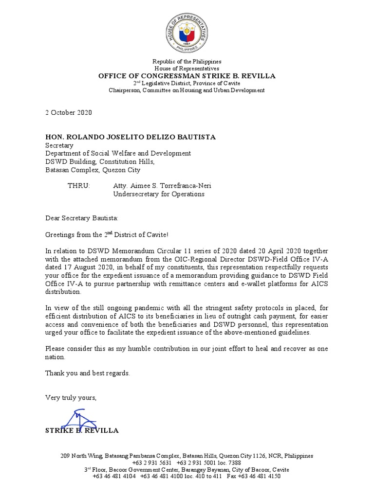 Office of Congressman Strike B. Revilla | PDF