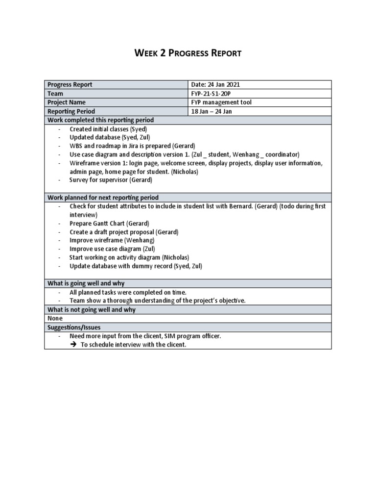 Week 2 Progress Report | PDF