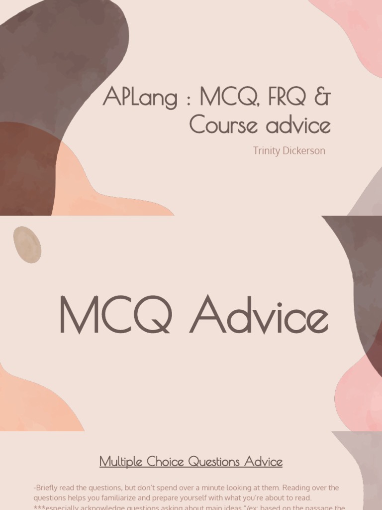 FRQ & MCQ Advice | PDF | Question | Multiple Choice