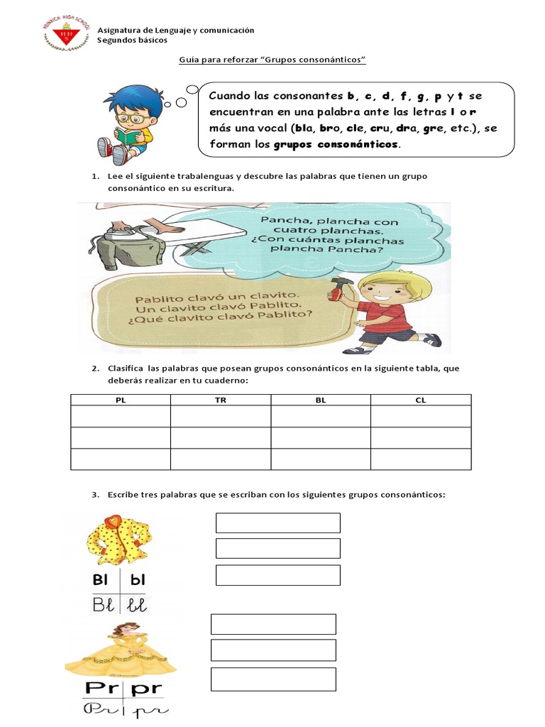 LENGUA 2bo Guía-1-Grupos-consonánticos 2020 | PDF