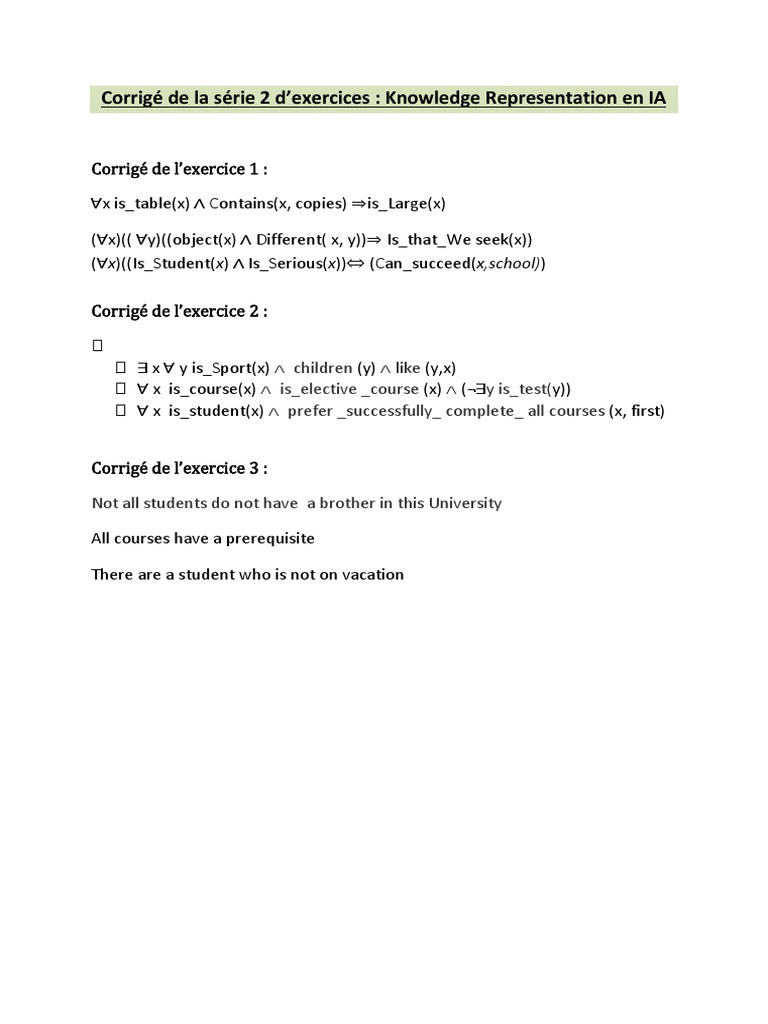 Corrigé Série Exercices 2 | PDF | Teaching Methods & Materials