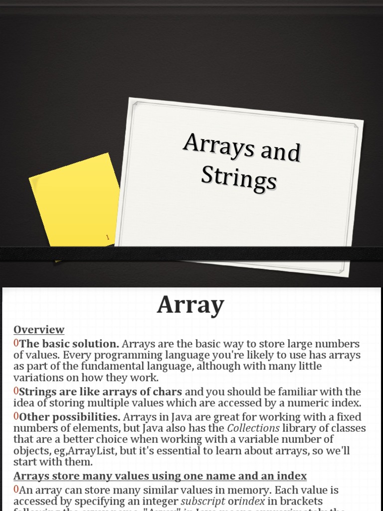 Arrays and Strings | Download Free PDF | Array Data Structure | Variable (Computer Science)
