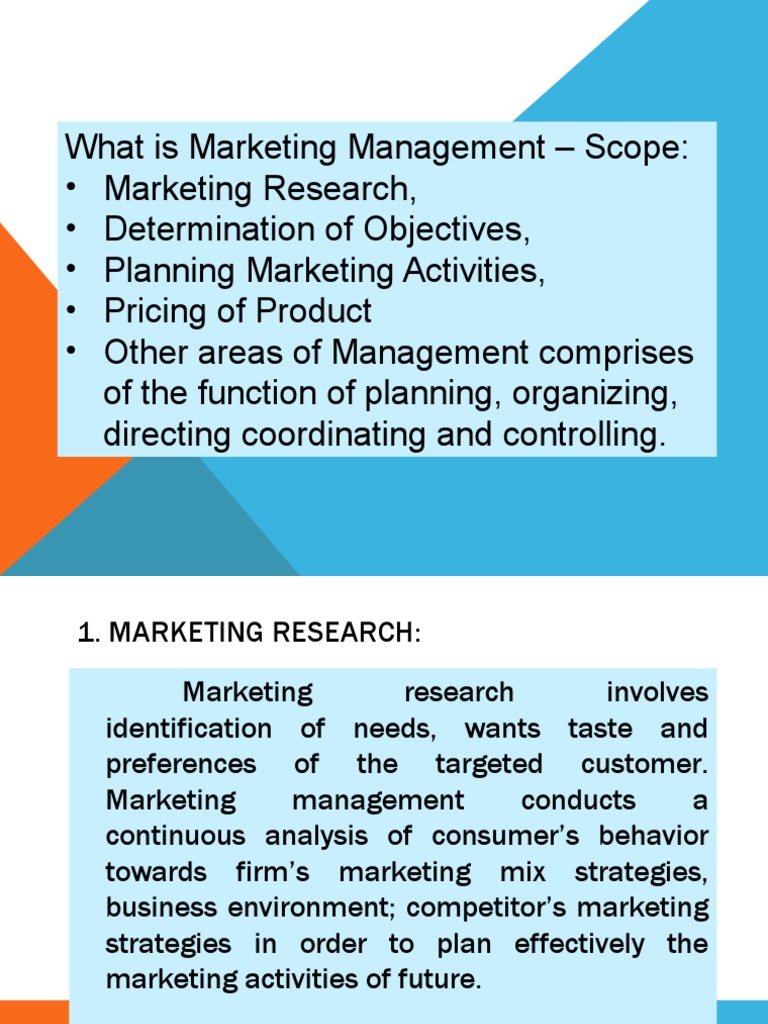 Scope of Marketing Management 1 | PDF | Marketing | Pricing