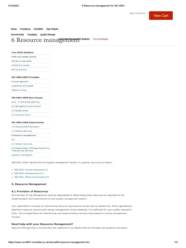 6 Resource Management For ISO 9001 | PDF