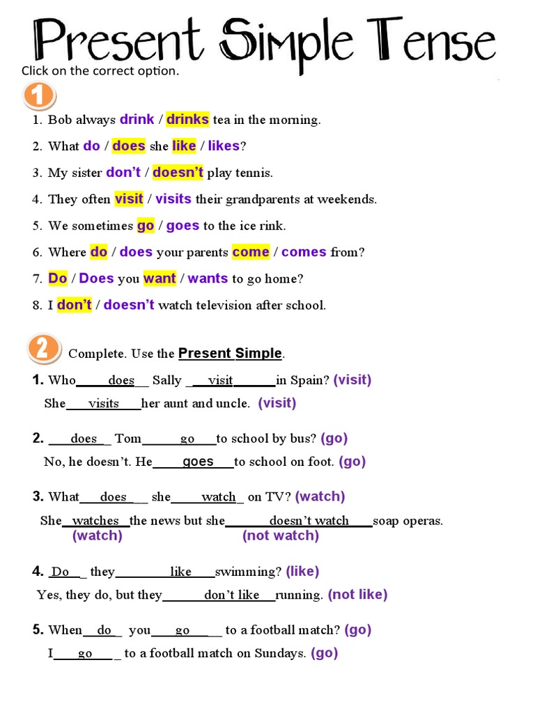 Present Simple Tense Homework | PDF