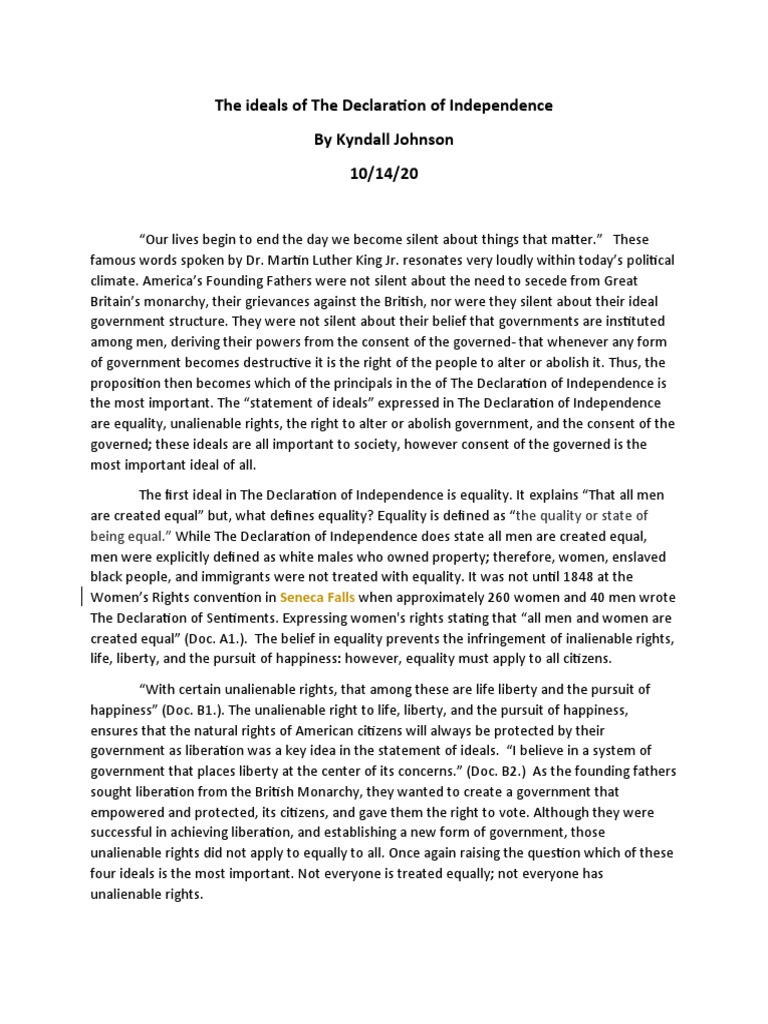 Declaration of Independence DBQ Essay | PDF | United States Declaration ...
