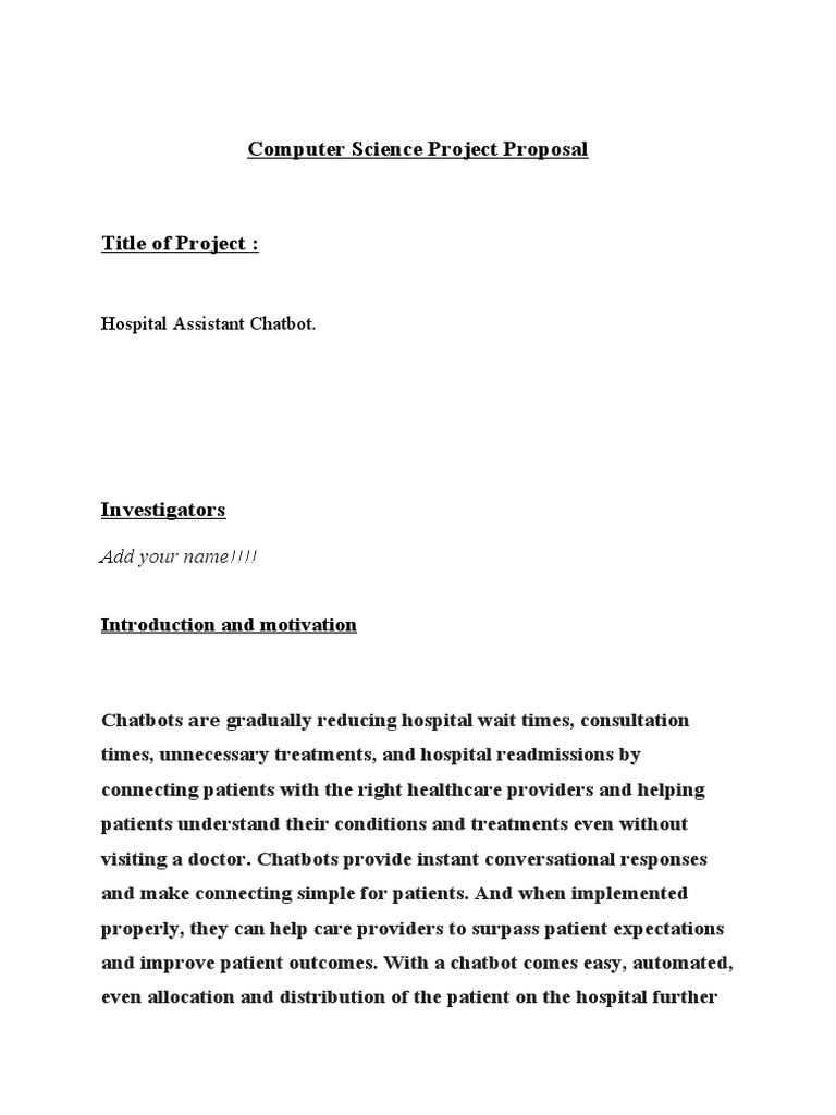 Computer Science Project Proposal (Hospital Chatbot) | PDF | Patient ...