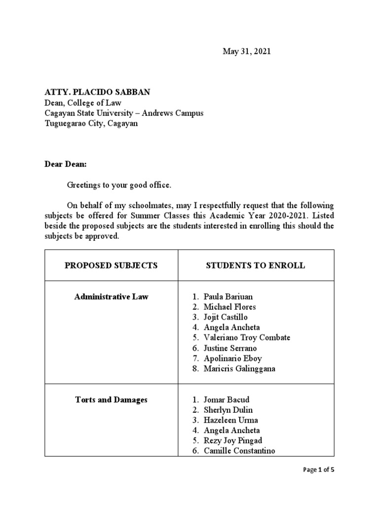 Petition for Summer Classes 2020-2021 | PDF | Social Institutions ...