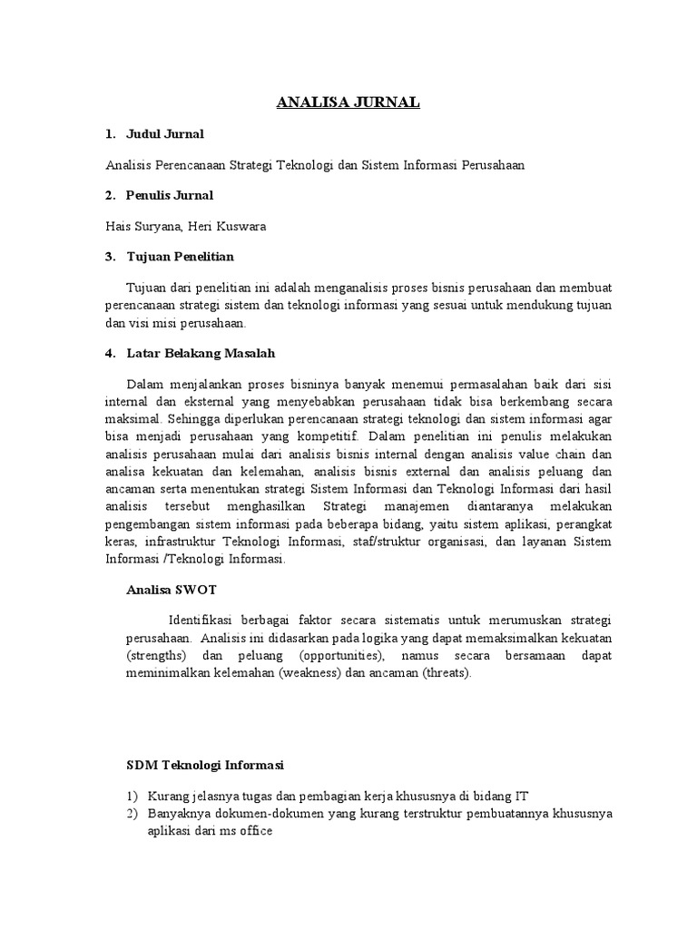 Contoh Analisa Jurnal BSI | PDF