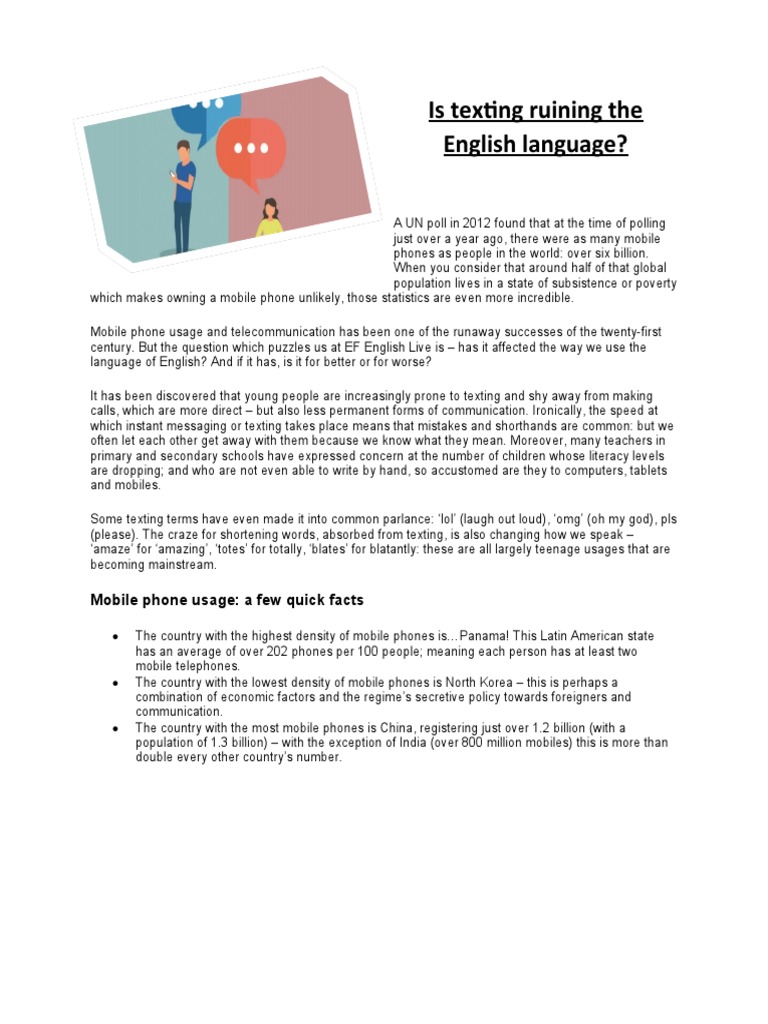 Is Texting Ruining The English Language?: Mobile Phone Usage: A Few ...