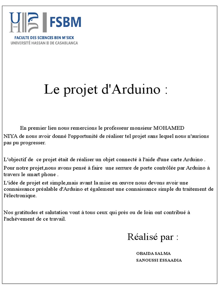 Projet Arduino | PDF