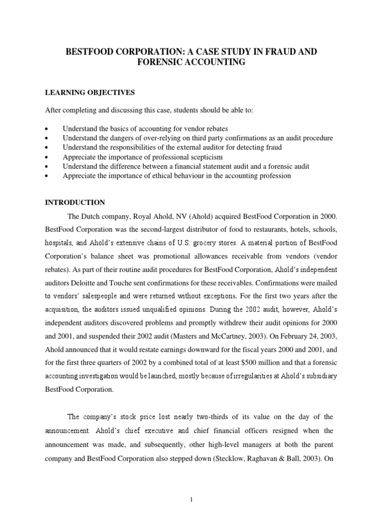 Bkaa2013 Final Case Study-Student | PDF | Financial Audit | Audit