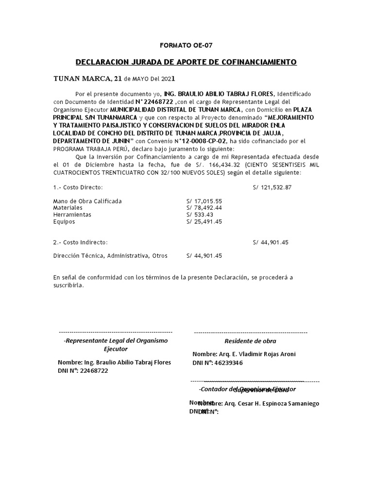 Formato Oe-07 DJ - Diciembre | PDF