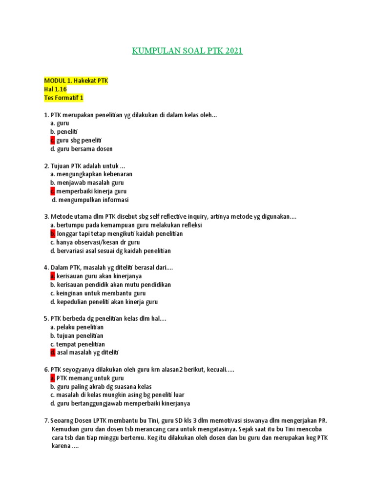 Kumpulan Soal PTK 2021 | PDF