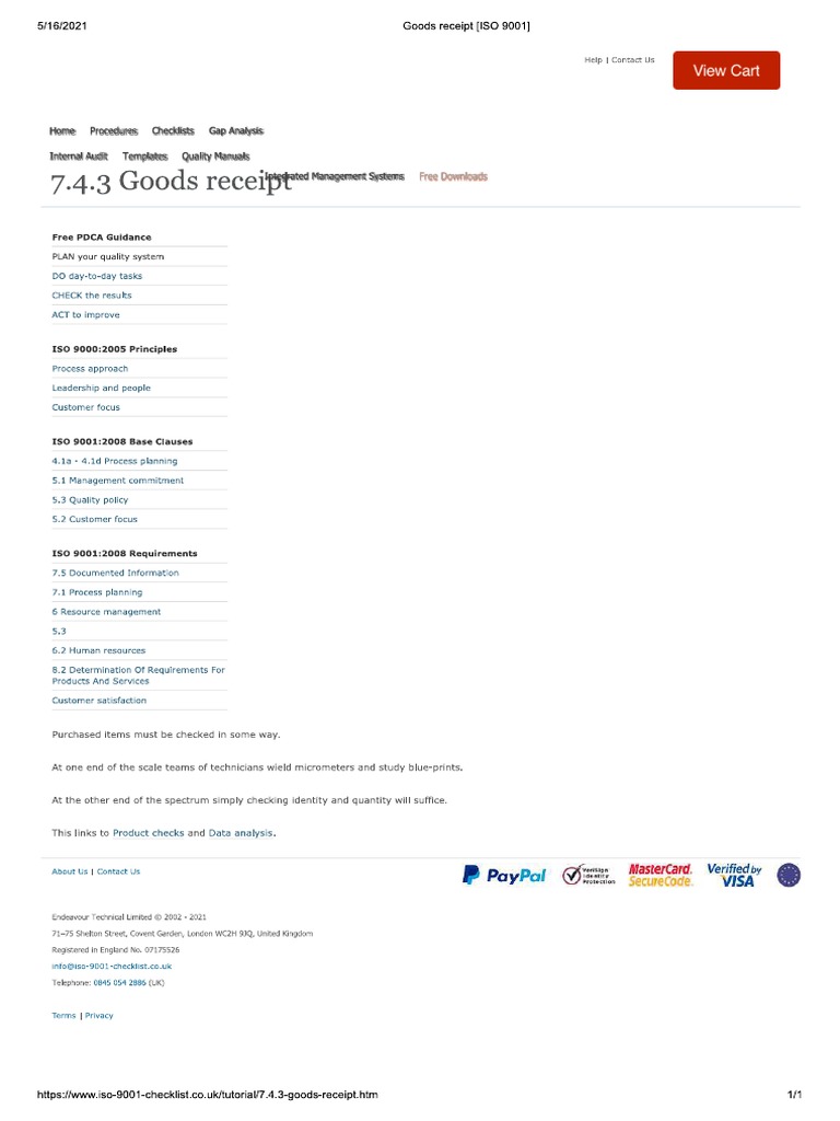 Goods Receipt (ISO 9001) ISO 9001:2015 Explained | PDF | Business ...