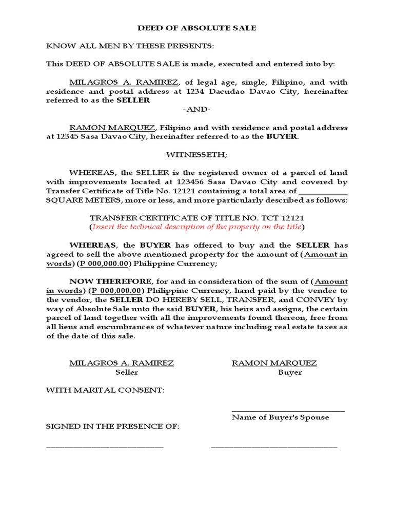 Acknowledgment-Deed of Sale | PDF | Real Estate Law | Civil Law (Legal ...