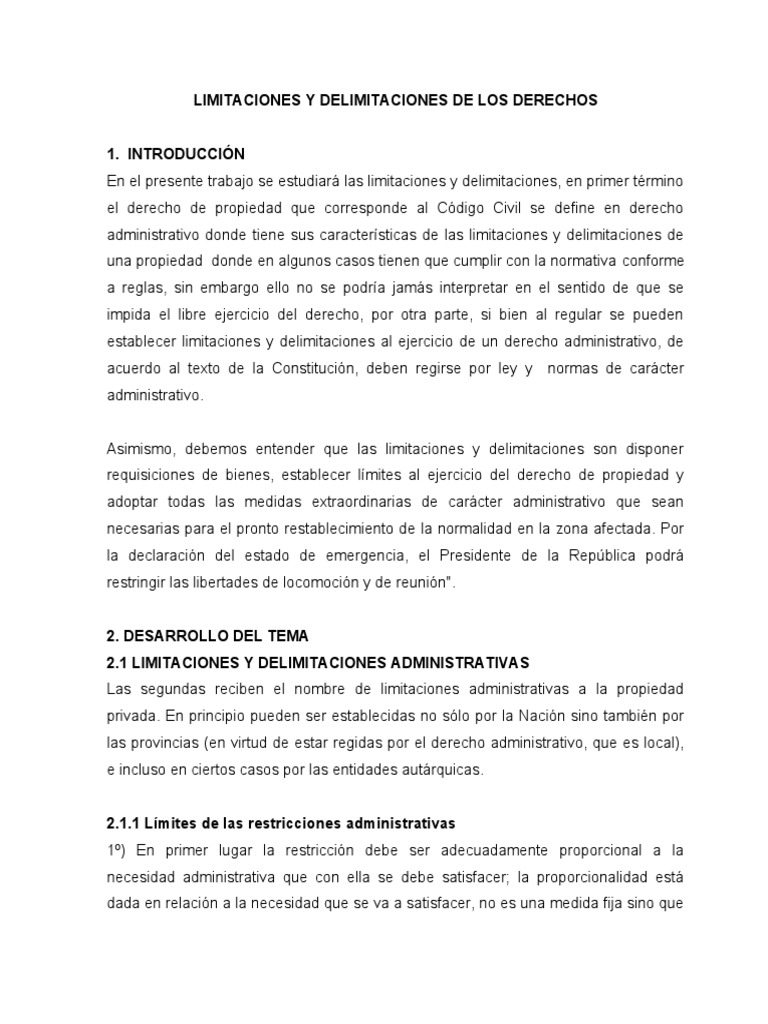 Limitaciones y Delimitaciones de Los Derechos | PDF | Propiedad ...