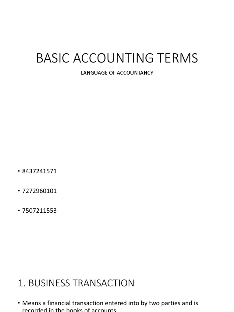 Basic Accounting Terms | PDF | Discounts And Allowances | Credit
