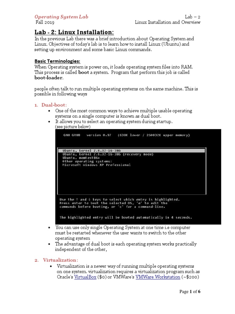 Lab - 2: Linux Installation:: Basic Terminologies | Download Free PDF | V Mware | Virtualization