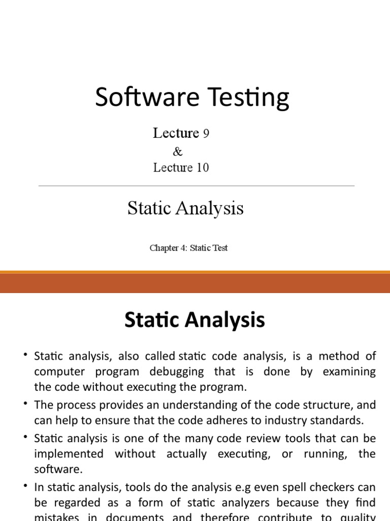 Software Testing Static Analysis Pdf Variable Computer Science