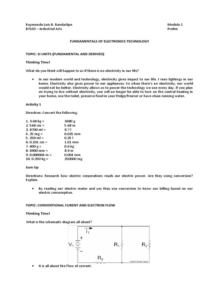 Fundamentals of Electronics Technology | PDF | Resistor | Electric Current