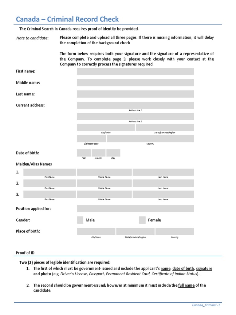 Criminal Record Check Consent | PDF | Criminal Record | Identity Document